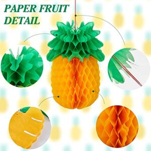 14 Pieces Honeycomb Fruit Tissue Paper Decoration Tissue Paper Pineapple Table Centerpieces Hanging Honeycomb Strawberry Paper Decor for Birthday Wedding Party Home Decoration