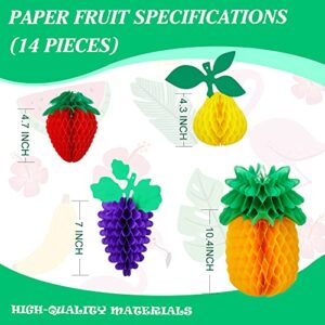 14 Pieces Honeycomb Fruit Tissue Paper Decoration Tissue Paper Pineapple Table Centerpieces Hanging Honeycomb Strawberry Paper Decor for Birthday Wedding Party Home Decoration