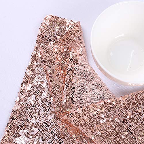 TRLYC Rose Gold Sequin Backdrop Curtains 2 Panels 2x8ft Glitter Rose Gold Curtains Decoration for Wedding Dirthday Party Christmas