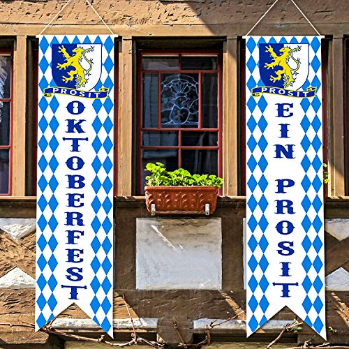 Oktoberfest Decorations Bavarian Check Flag Oktoberfest Banner Sign Oktoberfest Porch Welcome Banner Sign for German Theme Party Oktoberfest Parade Decoration Beer Festival Party Accessories