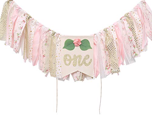 High Chair Banner for 1st Birthday - First Birthday Decorations for Photo Booth Props, Birthday Souvenir and Gifts for Kids,One Birthday Decorations for Baby (Baby Girl)