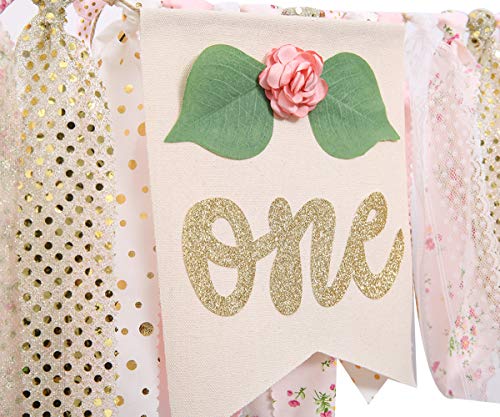 High Chair Banner for 1st Birthday - First Birthday Decorations for Photo Booth Props, Birthday Souvenir and Gifts for Kids,One Birthday Decorations for Baby (Baby Girl)