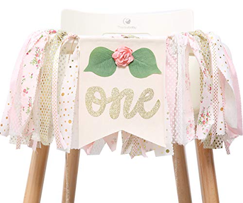 High Chair Banner for 1st Birthday - First Birthday Decorations for Photo Booth Props, Birthday Souvenir and Gifts for Kids,One Birthday Decorations for Baby (Baby Girl)