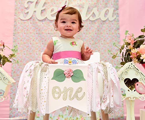 High Chair Banner for 1st Birthday - First Birthday Decorations for Photo Booth Props, Birthday Souvenir and Gifts for Kids,One Birthday Decorations for Baby (Baby Girl)