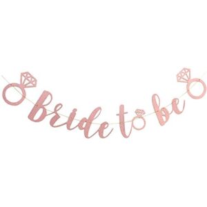 rose gold bachelorette banner, rose gold glitter bride to be banner with diamond ring detail for wedding shower