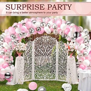 Pink and Silver Balloon Garland Arch Kit, 120 Pieces White Light Pink Silver Confetti Latex Balloons Arch for Christmas Birthday Baby Shower Wedding Proposal Engagement Party Decorations