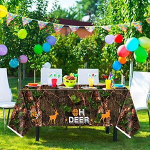 Hunting Tablecloths Hunting Party Decorations Camo Table Covers Hunting Party Supplies Plastic Hunting Table Decorations for Hunting Camo Birthday Baby Shower Party Supplies (1 Piece)