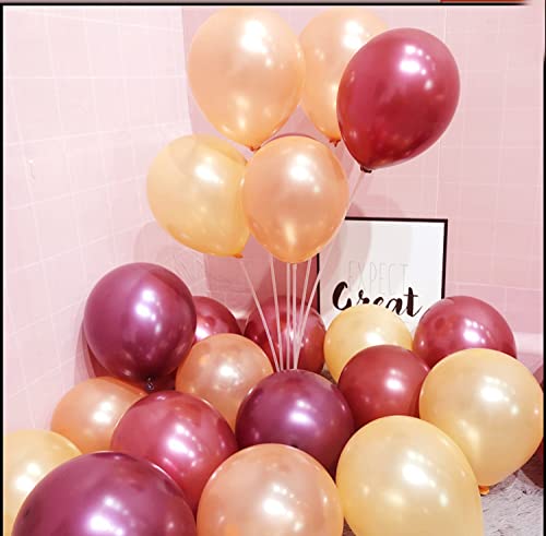 Burgundy Rose Gold Balloons/Burgundy Rose Gold Birthday Decorations/Fall Bridal Shower Decorations 15pcs Maroon Gold Wedding Decorations/Rose Gold Bachelorette Party Decorations