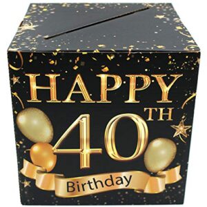 buildinest 40th birthday party decorations box – cheers to 40 years, 40 birthday party supplies – 1 set(box-40-blk)