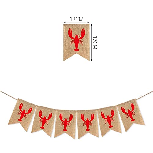 SWYOUN Burlap Crawfish Sign Banner Summer Party Decoration Lobster Theme Birthday Party Mantle Fireplace Supplies