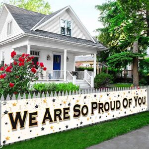 we are so proud of you banner – 120×20 inch | graduation yard sign for graduation party decorations 2023 black and white | congratulations banner for congratulations decorations | graduation banner