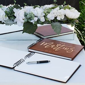 Wedding Guest Book Personalized with 9 Designs & 5 Rustic Colors - 2 Optional Sizes - Customized Guestbook Registry Sign-in with Name - Date, Hard Cover Laser Engraved Guest Book