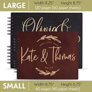 Wedding Guest Book Personalized with 9 Designs & 5 Rustic Colors - 2 Optional Sizes - Customized Guestbook Registry Sign-in with Name - Date, Hard Cover Laser Engraved Guest Book