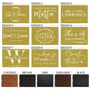 Wedding Guest Book Personalized with 9 Designs & 5 Rustic Colors - 2 Optional Sizes - Customized Guestbook Registry Sign-in with Name - Date, Hard Cover Laser Engraved Guest Book