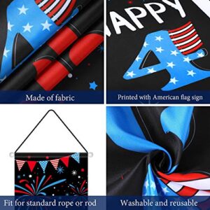 4th of July Banner Fourth of July Decorations Patriotic Porch Sign Black Independence Day Hanging Banner for Home Memorial Day Party, God Bless America (classic style)