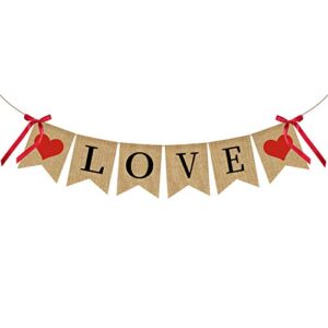 love burlap heart banner | valentines day decorations | valentines garland | valentine photo props | engagement banner decorations | wedding banner decorations | anniversary banner decorations