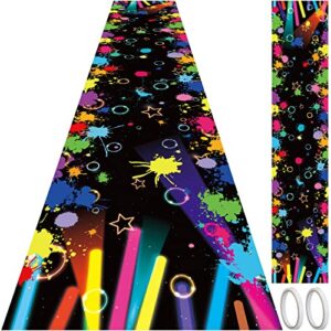 neon carpet runner neon party decorations glow in the dark carpet runner 80s carpet rug neon aisle runner light up dance floor fluorescent neon birthday wedding christmas party supplies favors,10 ft