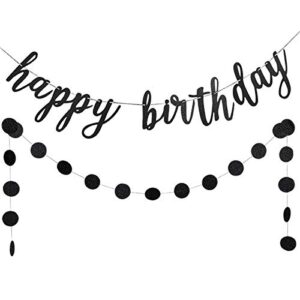 happy birthday banner black glitter happy birthday sign banner black birthday banner decorations for women men