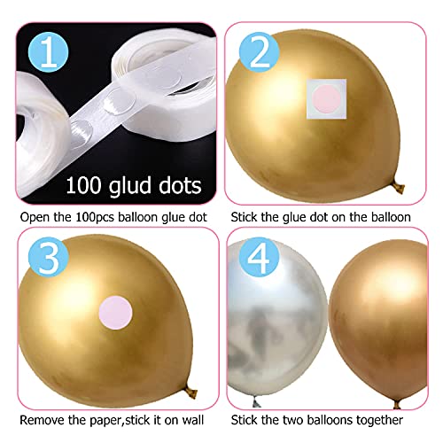 Beliueyes Balloon Garland Arch Kit 112 Pcs Metallic Golden, Metallic Silver and White Balloons Set for Wedding Birthday Bachelorette Engagements Anniversary Party Backdrop DIY Decorations