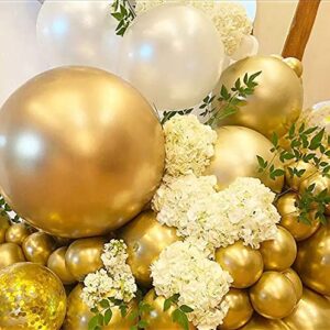 Beliueyes Balloon Garland Arch Kit 112 Pcs Metallic Golden, Metallic Silver and White Balloons Set for Wedding Birthday Bachelorette Engagements Anniversary Party Backdrop DIY Decorations