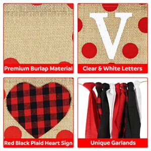 Love Burlap Banner | Valentine's Day Decorations | Valentines Burlap Banner | Black Red Plaid Love Banner | Valentines Decorations | Anniversary Wedding Engagement Party Decorations