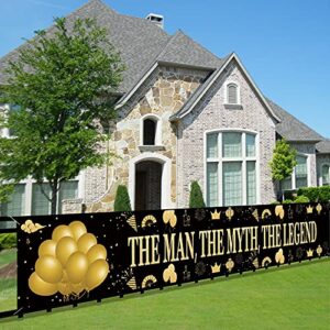 the man the myth the legend banner backdrop decorations, father day /dad’s birthday party gift photo booth props porch sign supplies, retirement party décor for outdoor indoor (9.8×1.6ft)