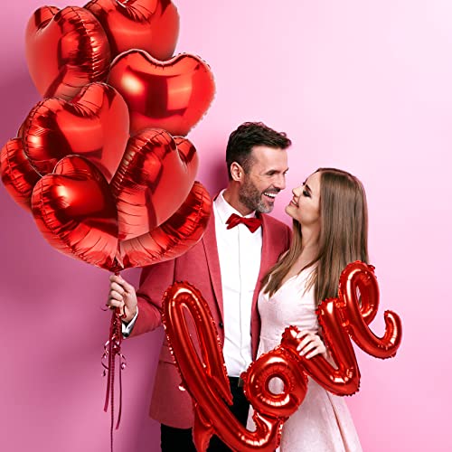 18 Inch Red Heart Shaped Balloons 40 Inch Bear Balloons Love Xoxo Balloons and 1000 Pieces Red Valentines Rose Petals for Valentine's Day, Anniversary Romantic Night Decoration