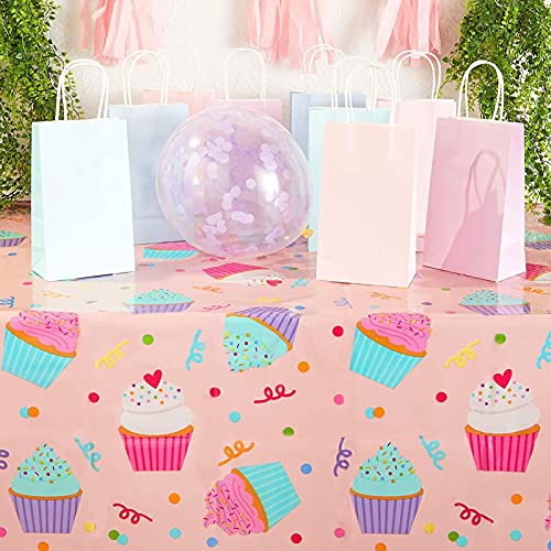 Pink Plastic Tablecloths for Cupcake Birthday Party (54 x 108 in, 3 Pack)