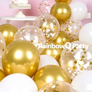 Metallic Shiny Gold and White Balloons 10 Inch White Gold Confetti Balloons 12 Inch 68PCS Latex Helium Chrome Party Decoration Balloon Set