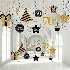 frienda 18th birtbirthday party hanging swirls decorations, ceiling decorations shiny celebration hanging swirls decorations for birthday party supplies, 30 count(70th birthday)