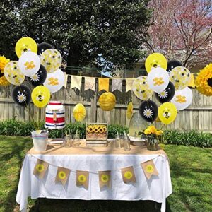 40Pcs Happy Bee Day Balloons Decor, Bumblebee Dots Daisy Flower Balloon Confetti Latex Balloons for Honey Bee Themed Birthday Party Baby Shower What Will It Bee Gender Reveal Graduation Party Supplies