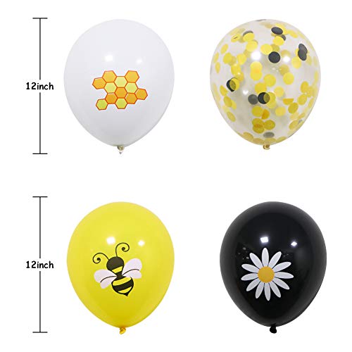 40Pcs Happy Bee Day Balloons Decor, Bumblebee Dots Daisy Flower Balloon Confetti Latex Balloons for Honey Bee Themed Birthday Party Baby Shower What Will It Bee Gender Reveal Graduation Party Supplies