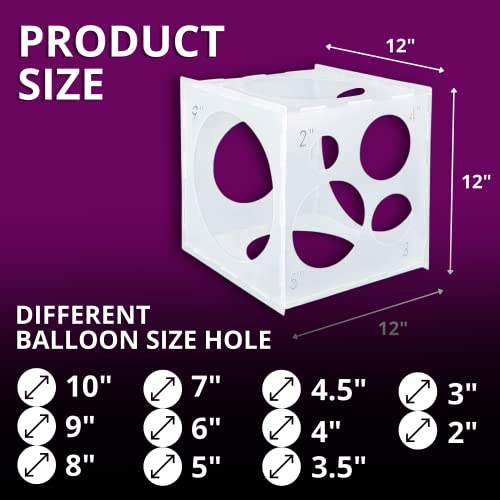 11 Hole Balloon Sizer Cube Box Measurement Tool for Balloon Decorations Balloon Sizer Box Holey Box Balloon Sizer with Balloon Glue Point for Balloon Arches and Balloon Columns