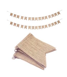 plain burlap banner flags diy burlap pennant banners for birthday, wedding, graduation, baby shower; 30ft 30 fishtail pcs; by mandala crafts