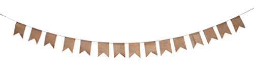 Plain Burlap Banner Flags DIY Burlap Pennant Banners for Birthday, Wedding, Graduation, Baby Shower; 30FT 30 Fishtail PCs; by Mandala Crafts