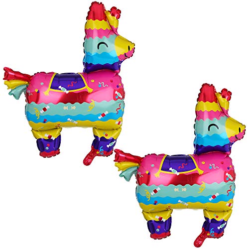 2 Pcs Llama Shaped Jumbo Mylar Foil Balloon Mexican Fiesta Theme Party Decorations Birthday Baby Shower Decor Supplies