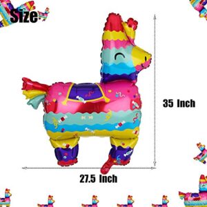 2 Pcs Llama Shaped Jumbo Mylar Foil Balloon Mexican Fiesta Theme Party Decorations Birthday Baby Shower Decor Supplies