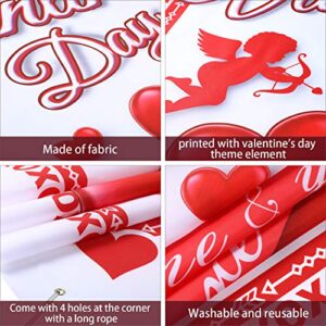 Happy Valentine's Day Door Cover, Large Fabric Valentines Day Red Heart Door Cover Valentines Day Banner Door Hanging Holiday Decoration for Valentines Day Party Favors, 78 x 35.4 Inch