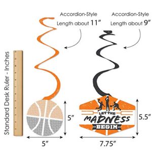 Big Dot of Happiness Basketball - Let The Madness Begin - College Basketball Party Hanging Decor - Party Decoration Swirls - Set of 40