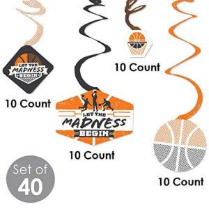 Big Dot of Happiness Basketball - Let The Madness Begin - College Basketball Party Hanging Decor - Party Decoration Swirls - Set of 40