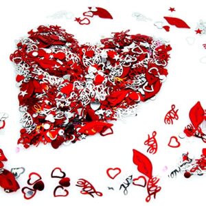 4000 pieces valentine day confetti red silver mix love heart confetti for valentine’s day wedding anniversary party