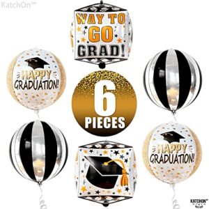 Big, 22 Inch Happy Graduation Balloons 2023 - Pack of 6 | Graduation Mylar Balloons for Black and Silver Graduation Party Decorations 2023 | Congrats Balloon, Kindergarten Graduation Decorations 2023