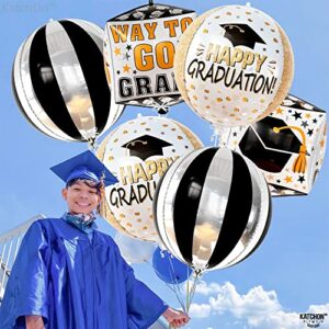 Big, 22 Inch Happy Graduation Balloons 2023 - Pack of 6 | Graduation Mylar Balloons for Black and Silver Graduation Party Decorations 2023 | Congrats Balloon, Kindergarten Graduation Decorations 2023