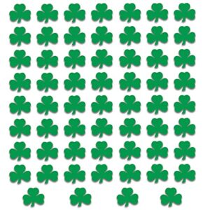 beistle printed shamrock cutouts 60 piece, 5″, green