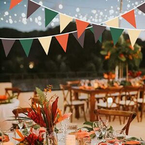 32Ft Orange Green Brown Party Decorations Triangle Flag Pennant Bunting Fabric Garland for Jungle Safari Animal Party Zoo Themed Wild One Forest Baby Shower Fall Wedding Birthday Decoration