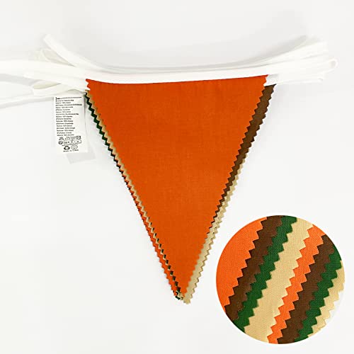 32Ft Orange Green Brown Party Decorations Triangle Flag Pennant Bunting Fabric Garland for Jungle Safari Animal Party Zoo Themed Wild One Forest Baby Shower Fall Wedding Birthday Decoration