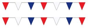 beistle 2 piece indoor outdoor plastic patriotic pennant banner 4th of july, decorations labor day, usa party supplies