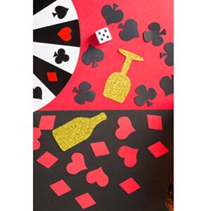 MOWO Casino Confetti Table Decoration and Las Vegas Theme Party Decoration (Black,red,200pc)