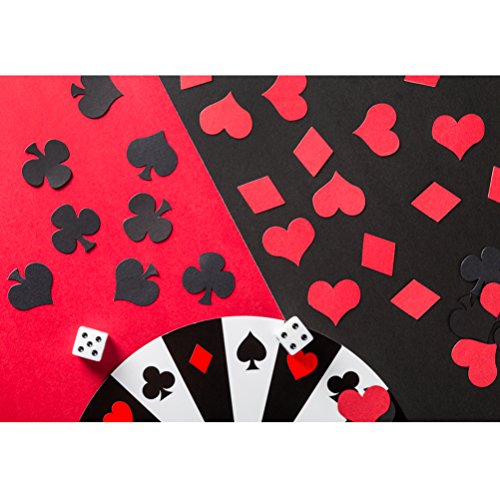 MOWO Casino Confetti Table Decoration and Las Vegas Theme Party Decoration (Black,red,200pc)