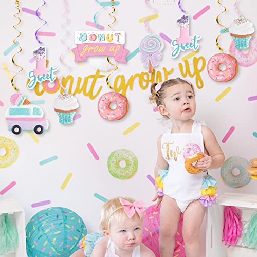 20Pcs Ice Cream Sweet One First Birthday Party Decorations, Ice Cream and Donut Party Hanging Swirls, Summer Ice Cream Party Ceiling Hanging Streamers for Ice Cream 1st Bday Girls Donut Party Supplies